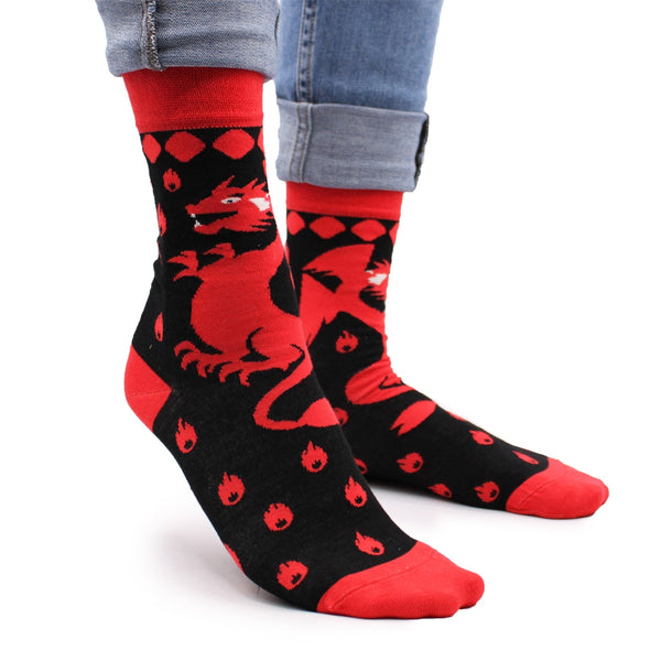 Red Dragon Hop Hare Bamboo Socks - Welsh Treasure