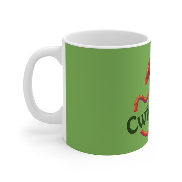 Cwtch Red Dragon Mug 11oz Green - Welsh Treasure