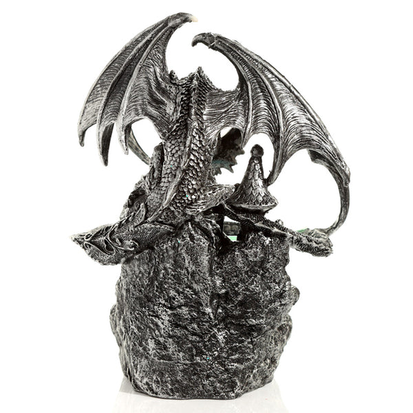 Silver Fortress Dark Legends Dragon Oil Burner with Glass Dish - Welsh ...