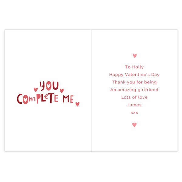 Personalised You Complete Me Card - Welsh Treasure