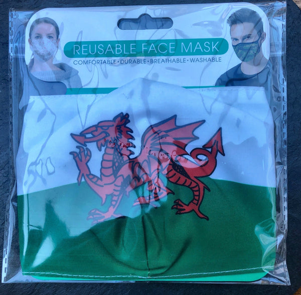 Welsh Flag Reusable Adjustable Face Cover - Welsh Treasure