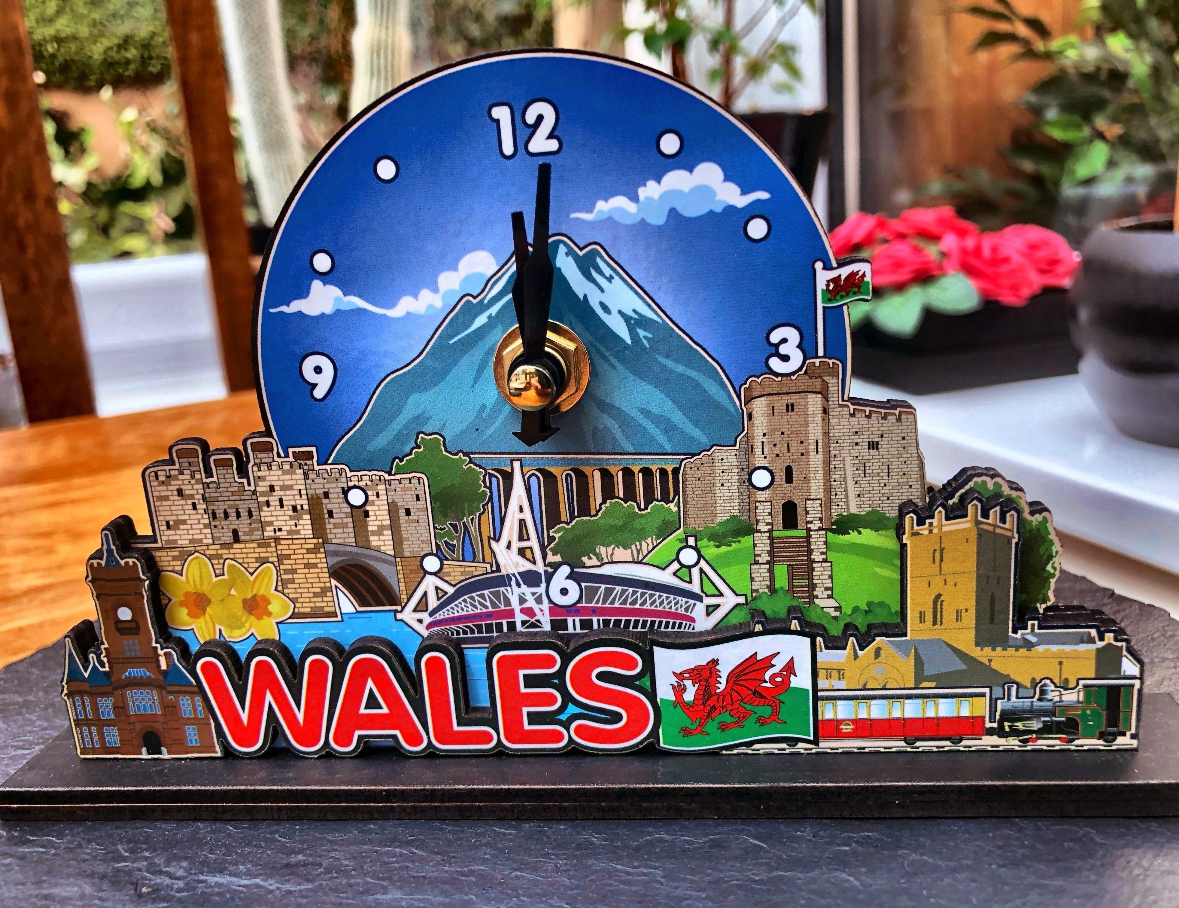 Wales Decorative Wooden Clock - Welsh Treasure