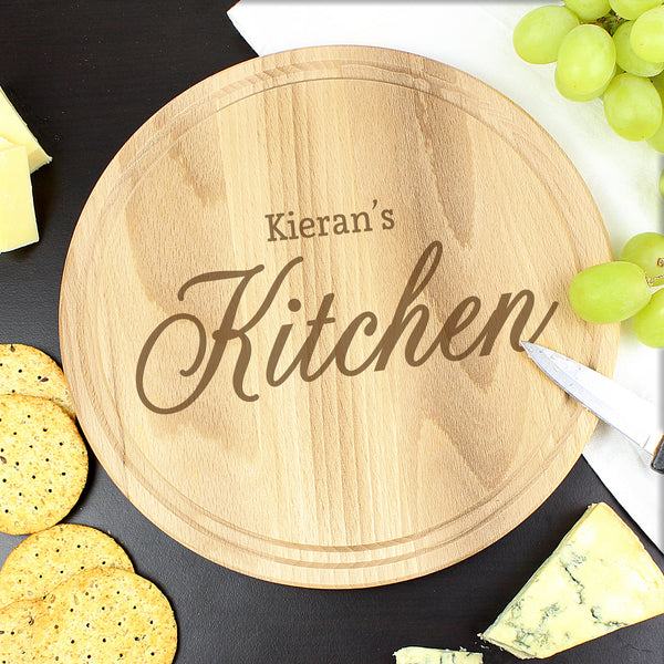 Personalised Kitchen Round Chopping Board - Welsh Treasure