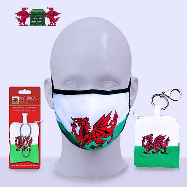 Welsh Flag Reusable Adult Fold Up Face Cover - Welsh Treasure